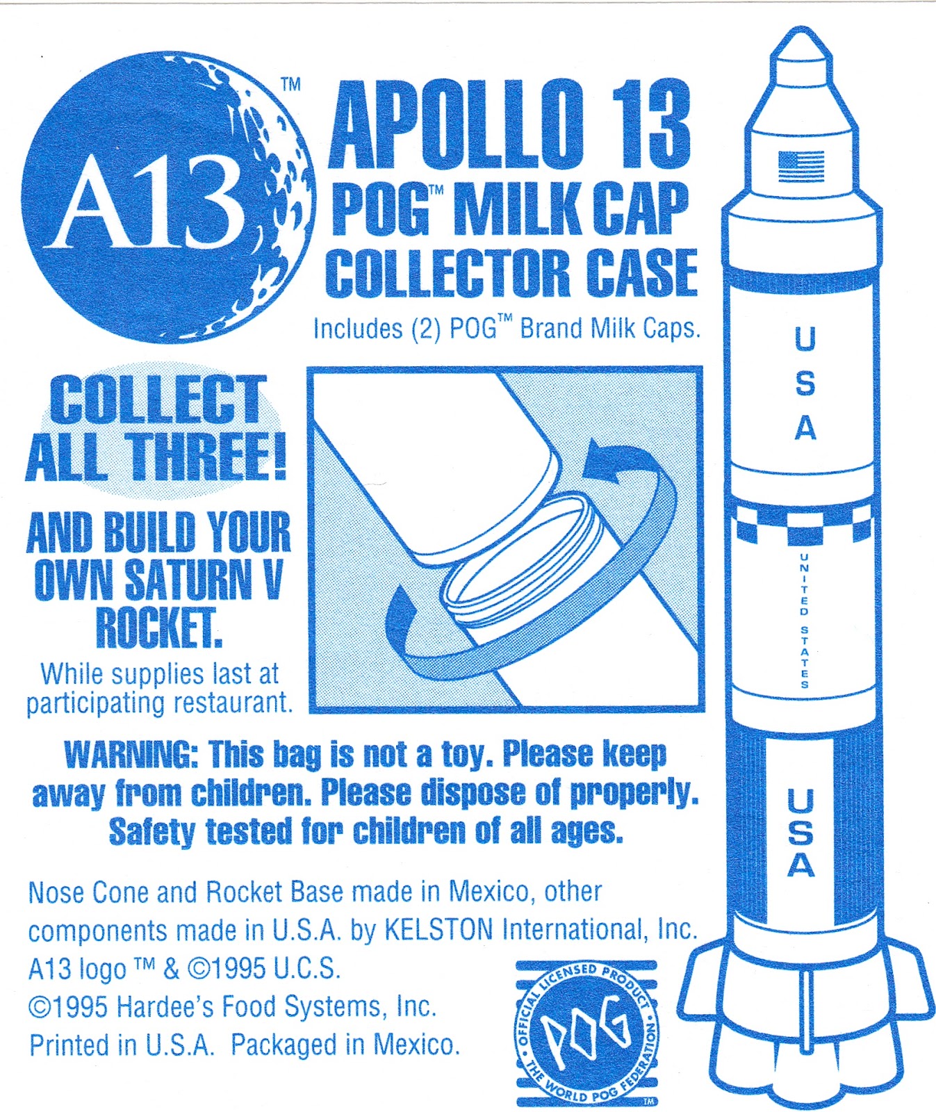 Toys and Stuff: Hardee's Apollo 13 Pog Collector Case 1995 - Stage 1
