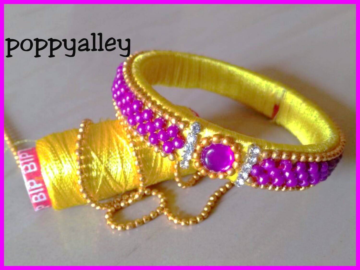 Silk Thread Bangle with beads