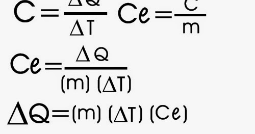 Formulas de Fisica II: Calor ( capacidad calorífica, Calor especifico)