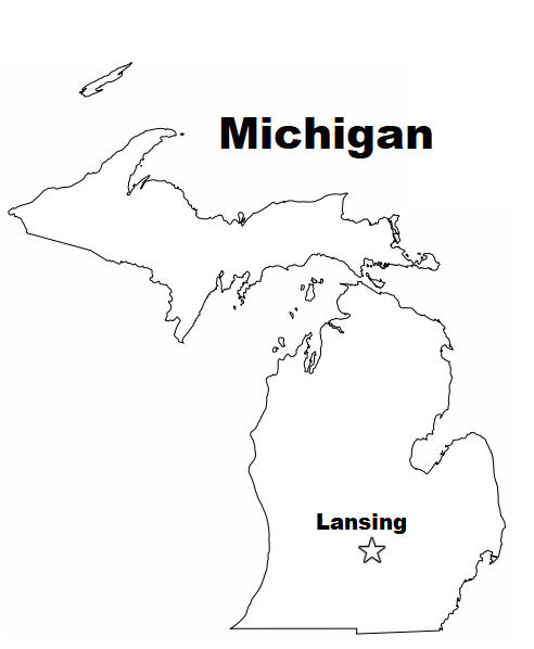 Michigan Map Coloring Page Coloring Pages