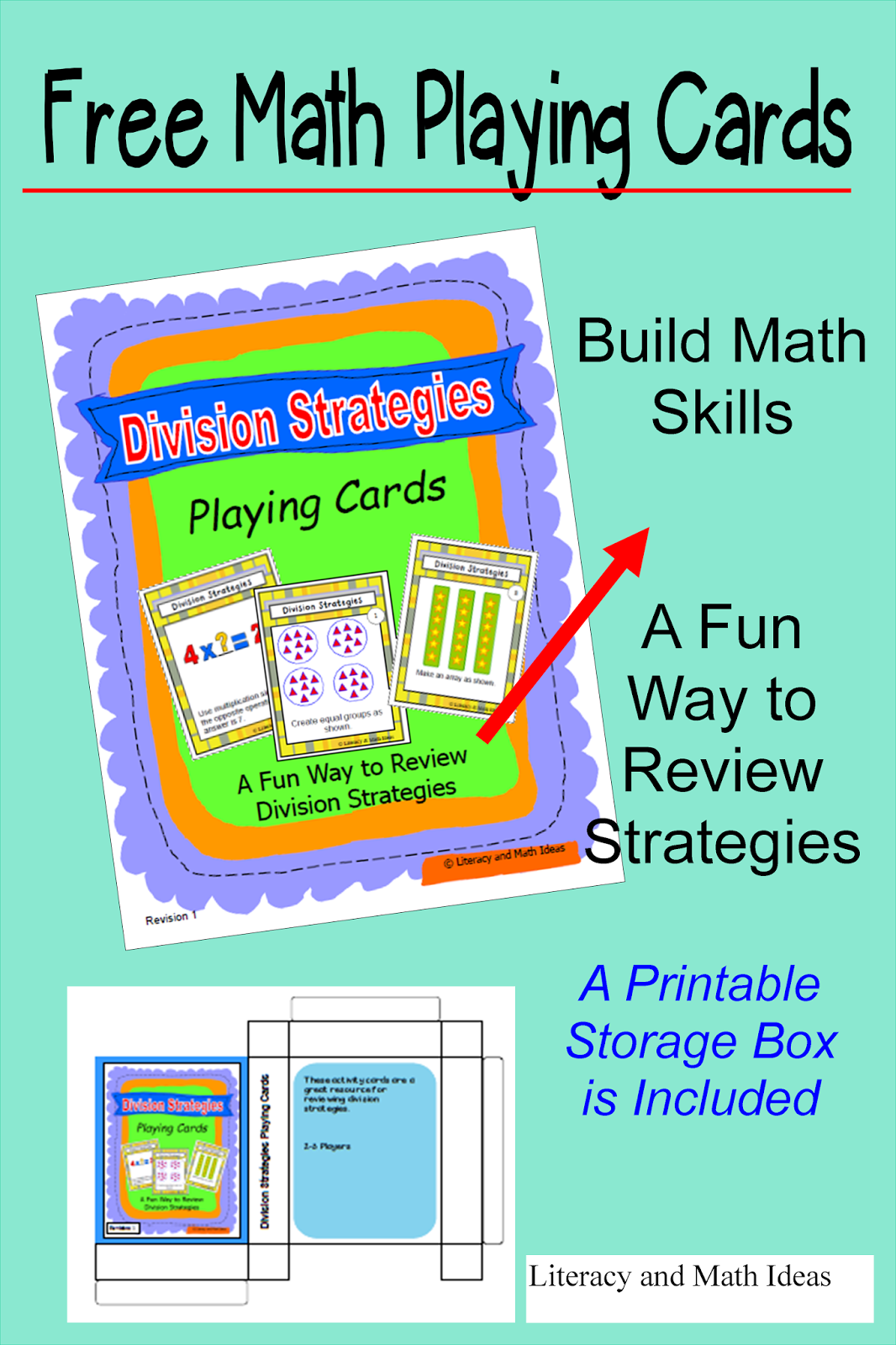 Literacy & Math Ideas: {Free} Division Strategies Playing Cards