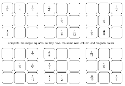 median Don Steward Magic Squares: fraction practice