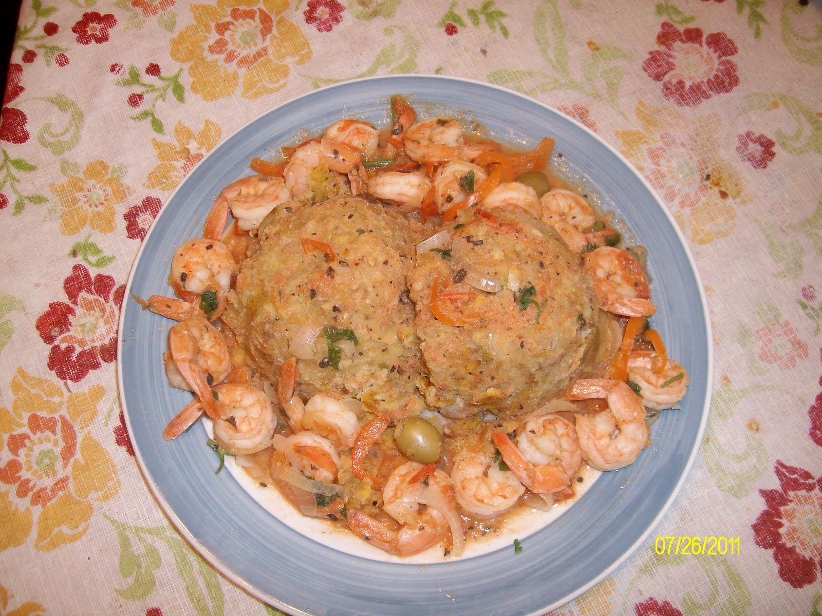 Homecook mission: Mofongo Con Camarones (Mofongo with Shrimp)