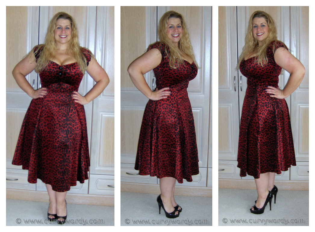 Collectif Dolores Doll Leo Red Velvet Dress - Curvy Wordy