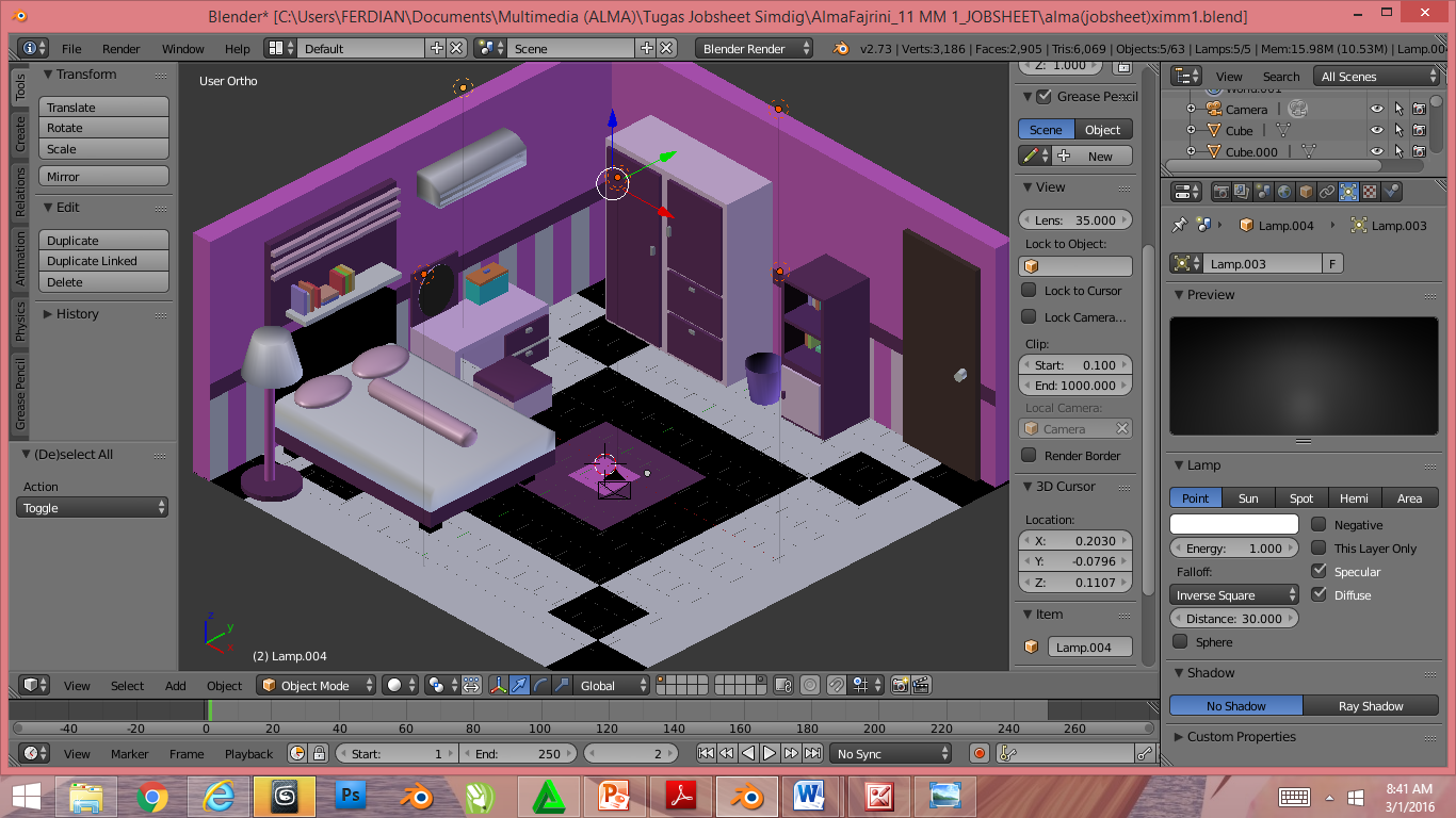 Tutorial Membuat Ruang Kamar 3D dengan Aplikasi Blender