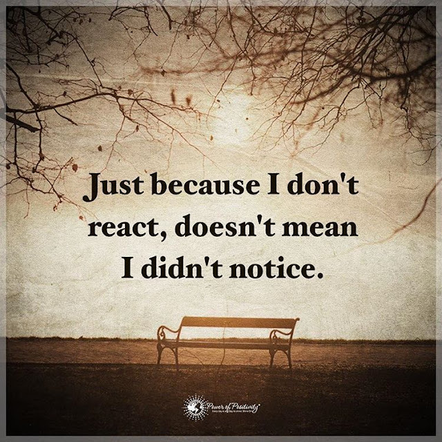 Just because i don't react doesn't mean i didn't notice. Just because i don't react doesn't mean i didn't notice.