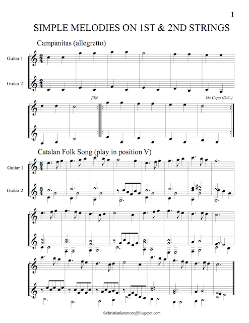 Christian Laremont ~ Classical Guitarist: SIMPLE MELODIES FOR NOTES ON ...