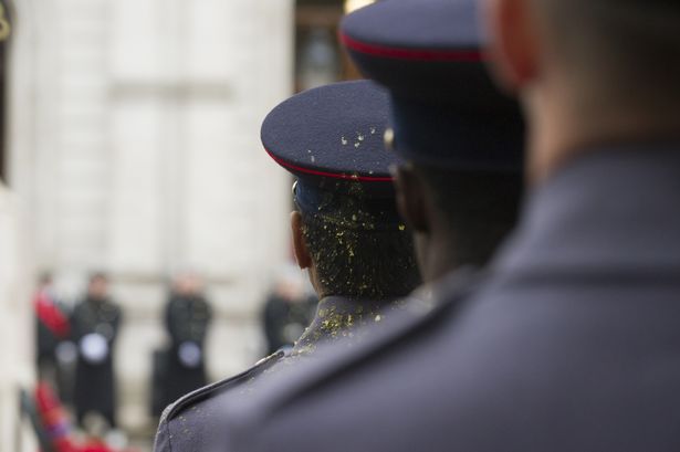 Soldier gets vomitted on during a remembrance ceremony but doesnt flinch