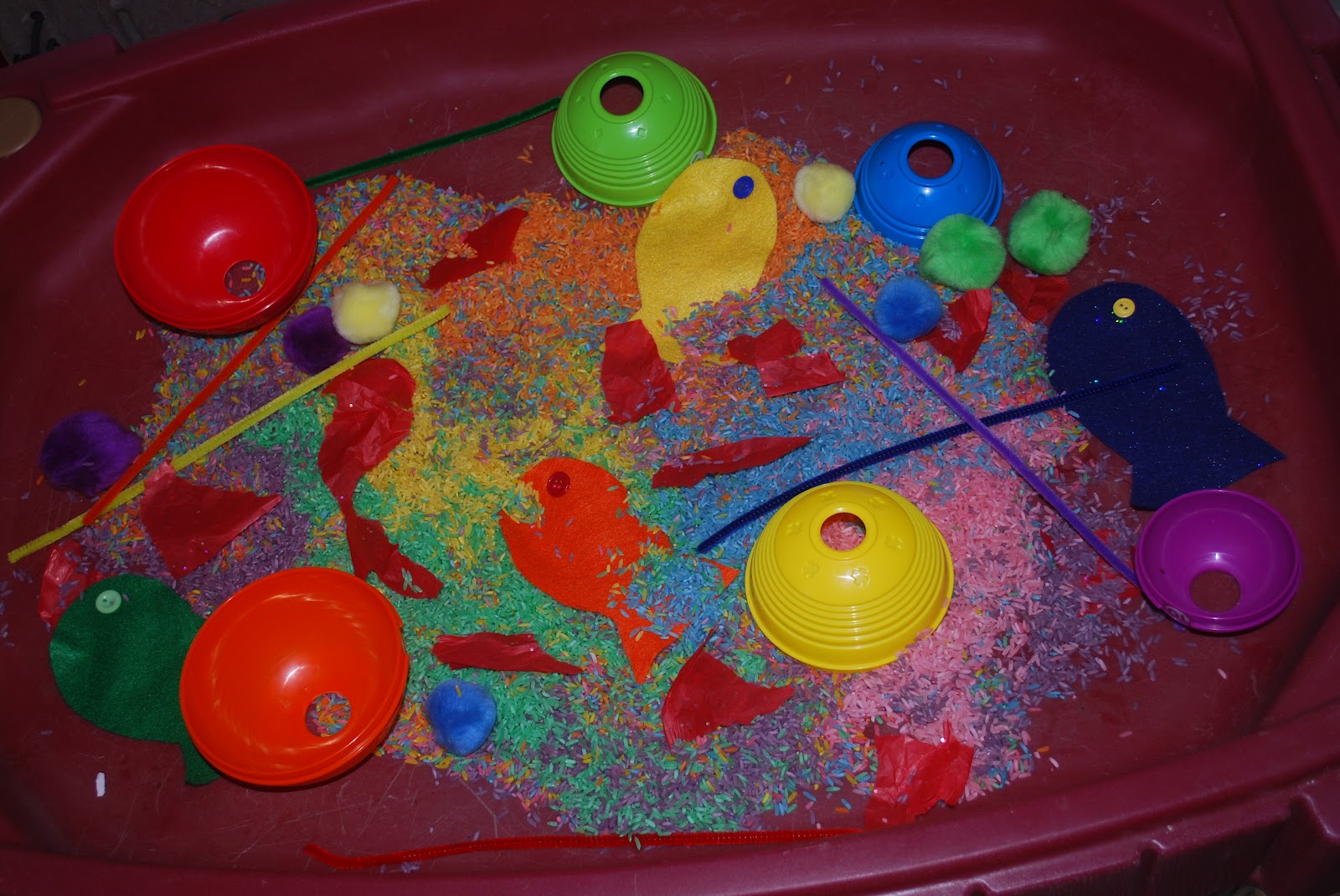 Random Thoughts and Polka Dots: Rainbow Sensory Tub