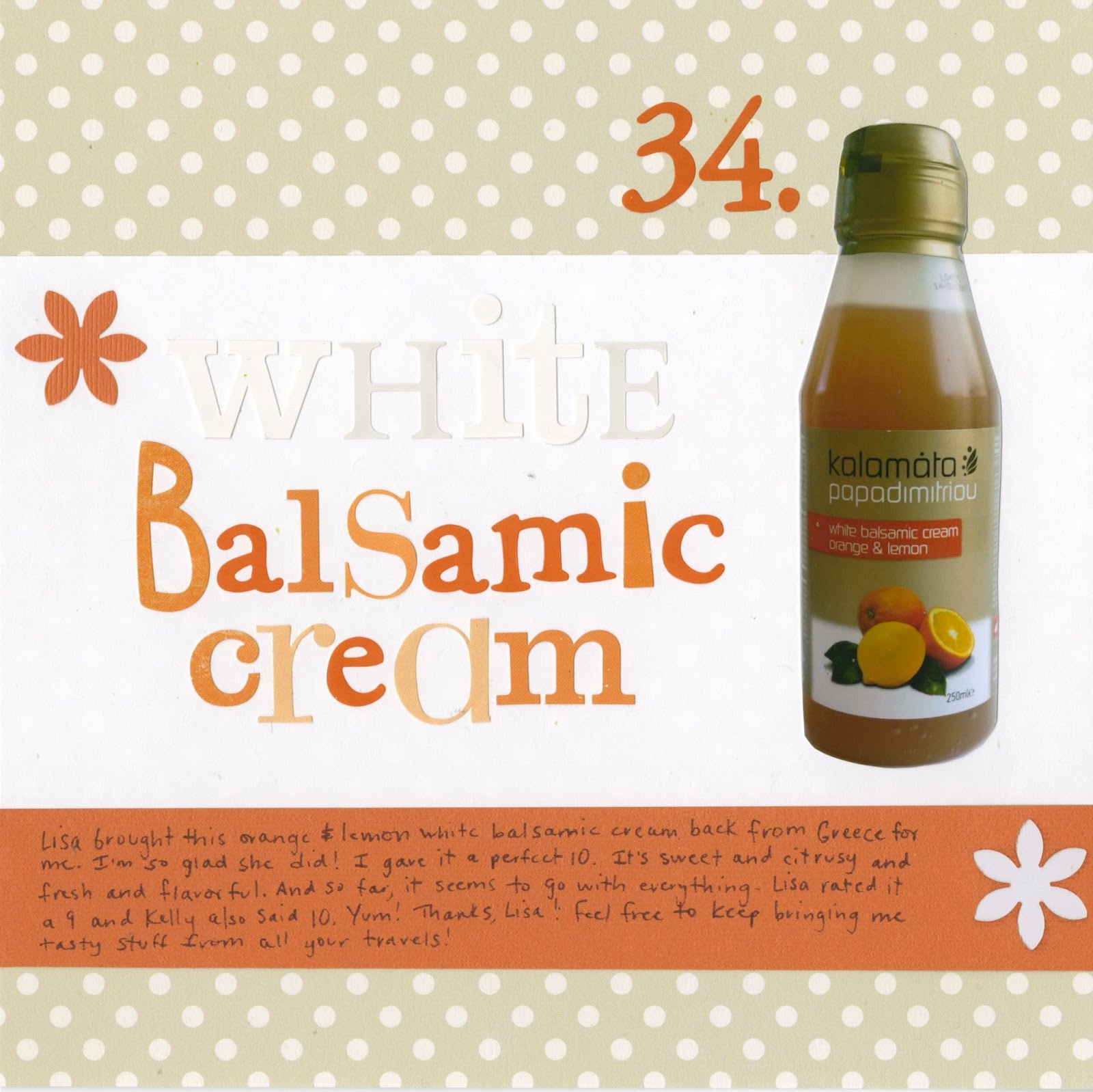 Cindy deRosier: My Creative Life: 43 New-to-Me ... #34 White Balsamic Cream