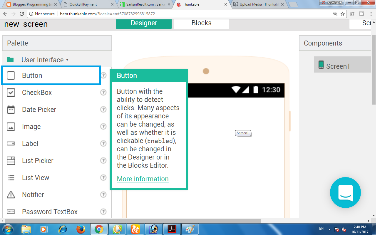 Thunkable #1 | Button designing and blocks explanation