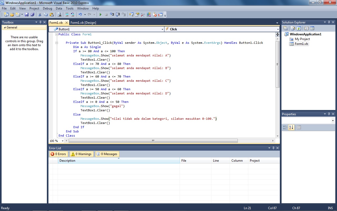 Algoritma Tutorial Membuat Program Di Visual Basic