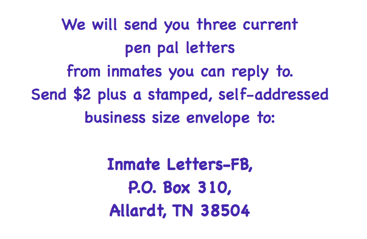 Inmate Pen Pals: Letters you can reply to