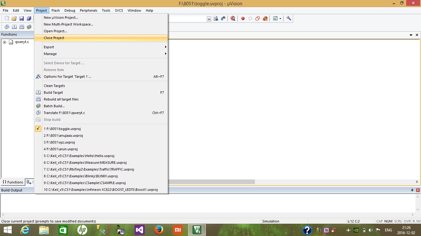 Hex file generation using Keil