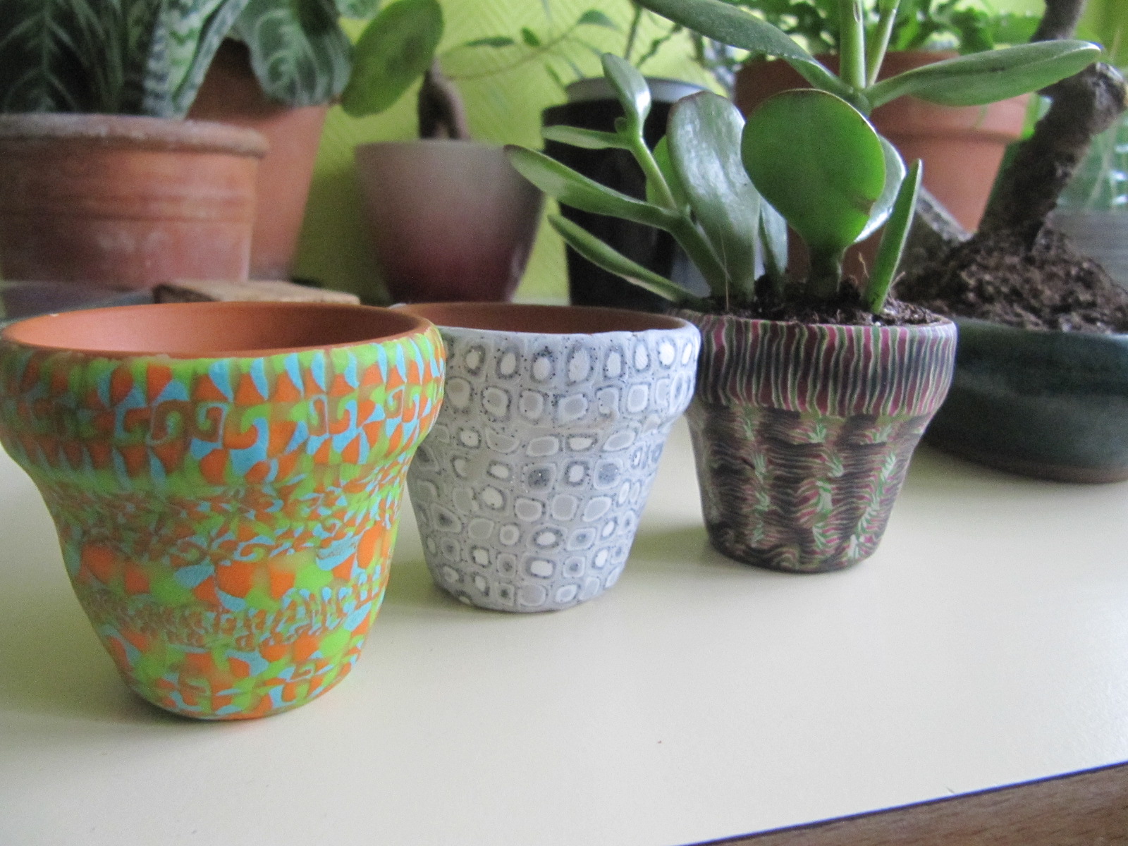 Bijoux de création en pâte fimo: Les pots de chouchou