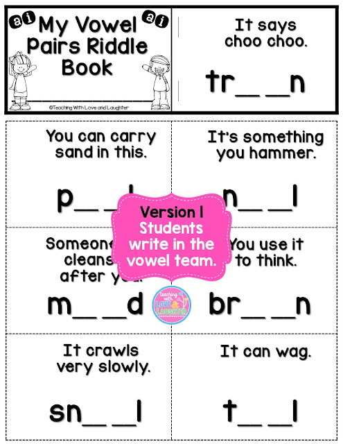 Teaching With Love and Laughter: Flip Books for Vowel Pairs