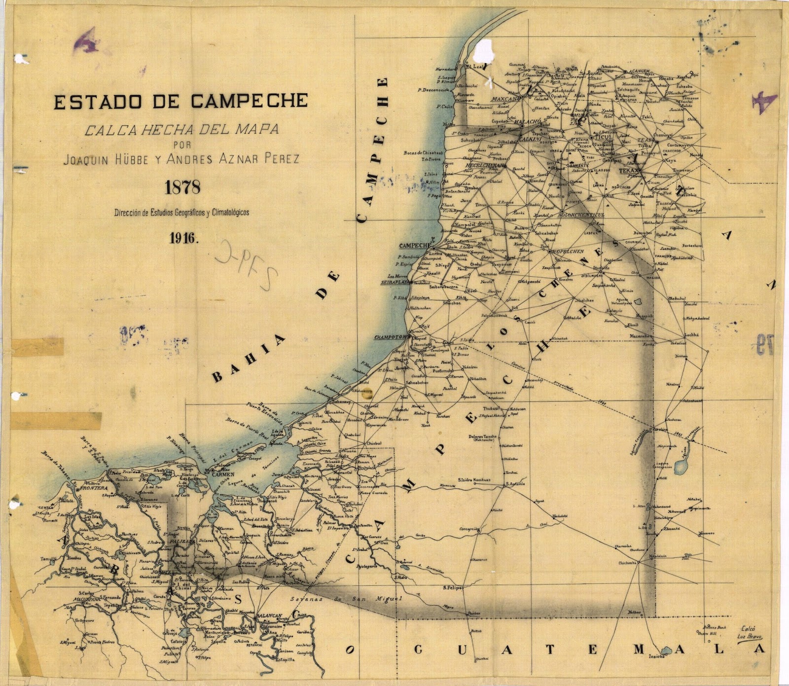 Mapas de ayer y de hoy: 1878-México: Estado de Campeche