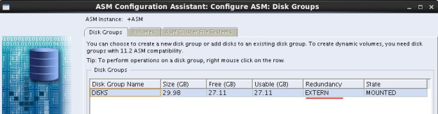 DBA Catalog: Change ASM disk group from normal redundancy to external redundancy