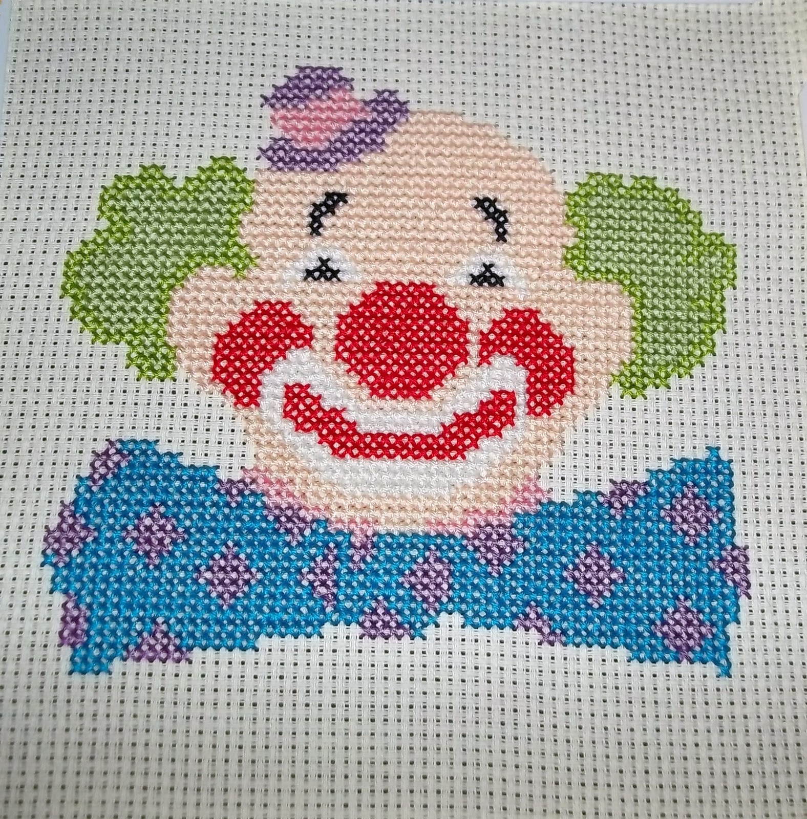 . Debbie's Cross Stitch: WOCS - Clown Carol - finished!