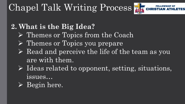 Character Coach / Sports Chaplain Blog: Pregame Chapel Talk Writing Process