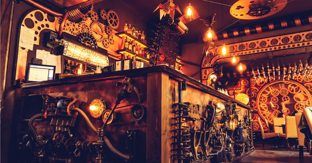 Interiores y 3D: El bar-café Enigma.