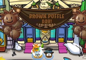 Jazzy on Club Penguin: Puffle Party: Brown Puffle