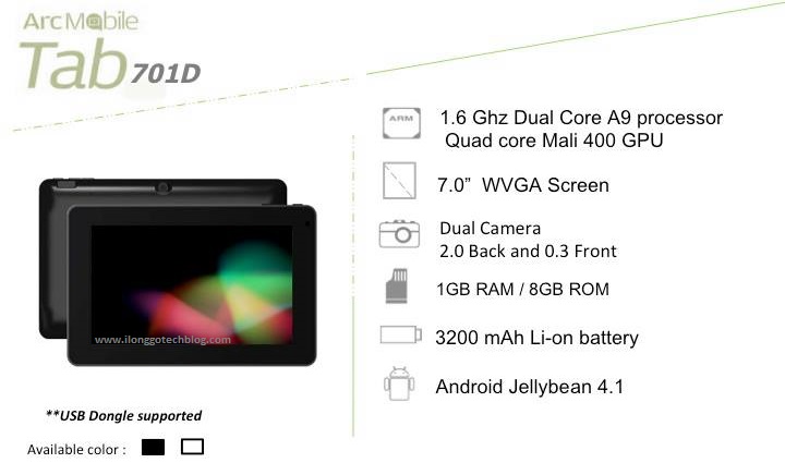 Arc Mobile Tab 701D Specs, Price and Availability in the Philippines