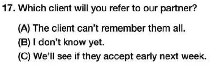 Terminology and types & TOEIC LC Part 2 Test, Script, Answer - TOEIC ...