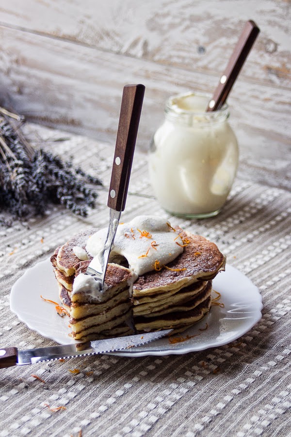 Orange Rosemary Pancakes w/ Lavender Honey Whipped Cream | This is a ...