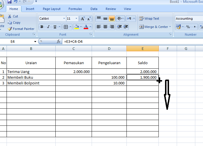 Membuat Pembukuan Sederhana dengan menggunakan Fungsi Tambah (+) dan ...