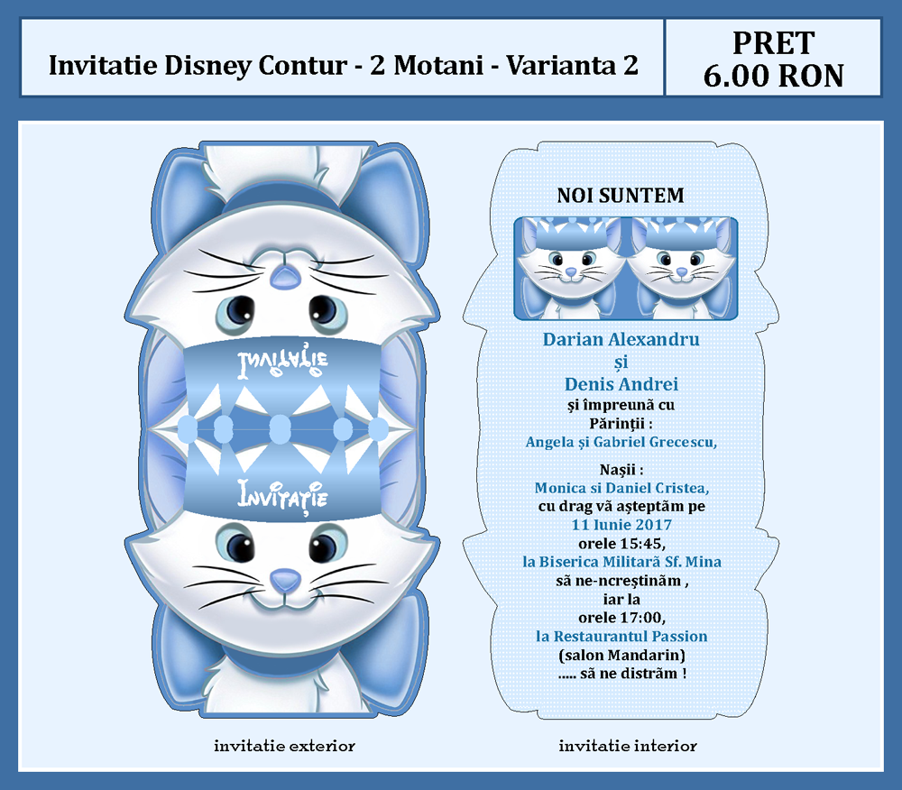 BebeStudio11.com - Invitatii Nunta‎ si Botez: Invitatii Gemeni - Motan ...