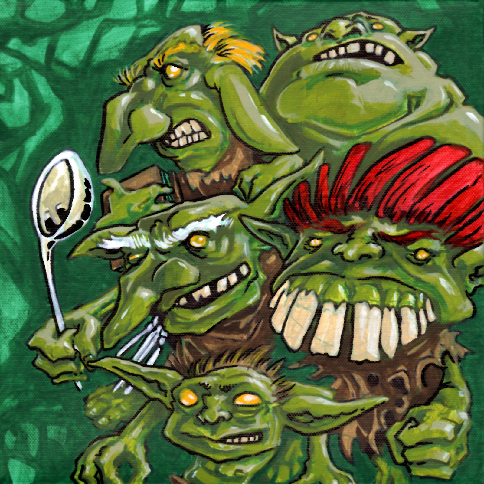 ROLLINKUNZ!: Had another go at the Goblin Pie crew, this time on canvas ...