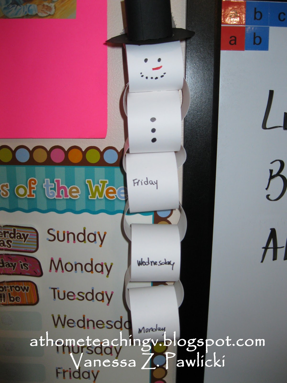 at home teaching V: Snow Man Chain for Winter Break Countdown!