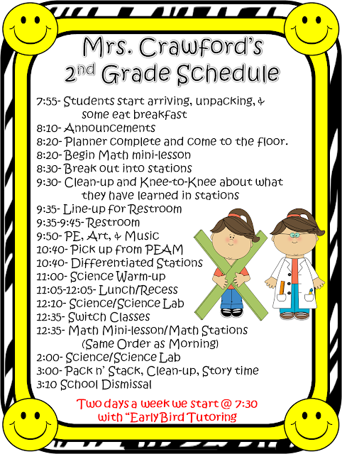 All Smiles in Second Grade: My Schedule for Second Grade