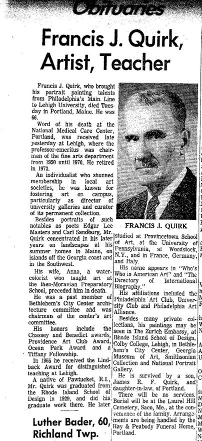 Francis Quirk Master Painter Blog: Francis Quirk Obituaries