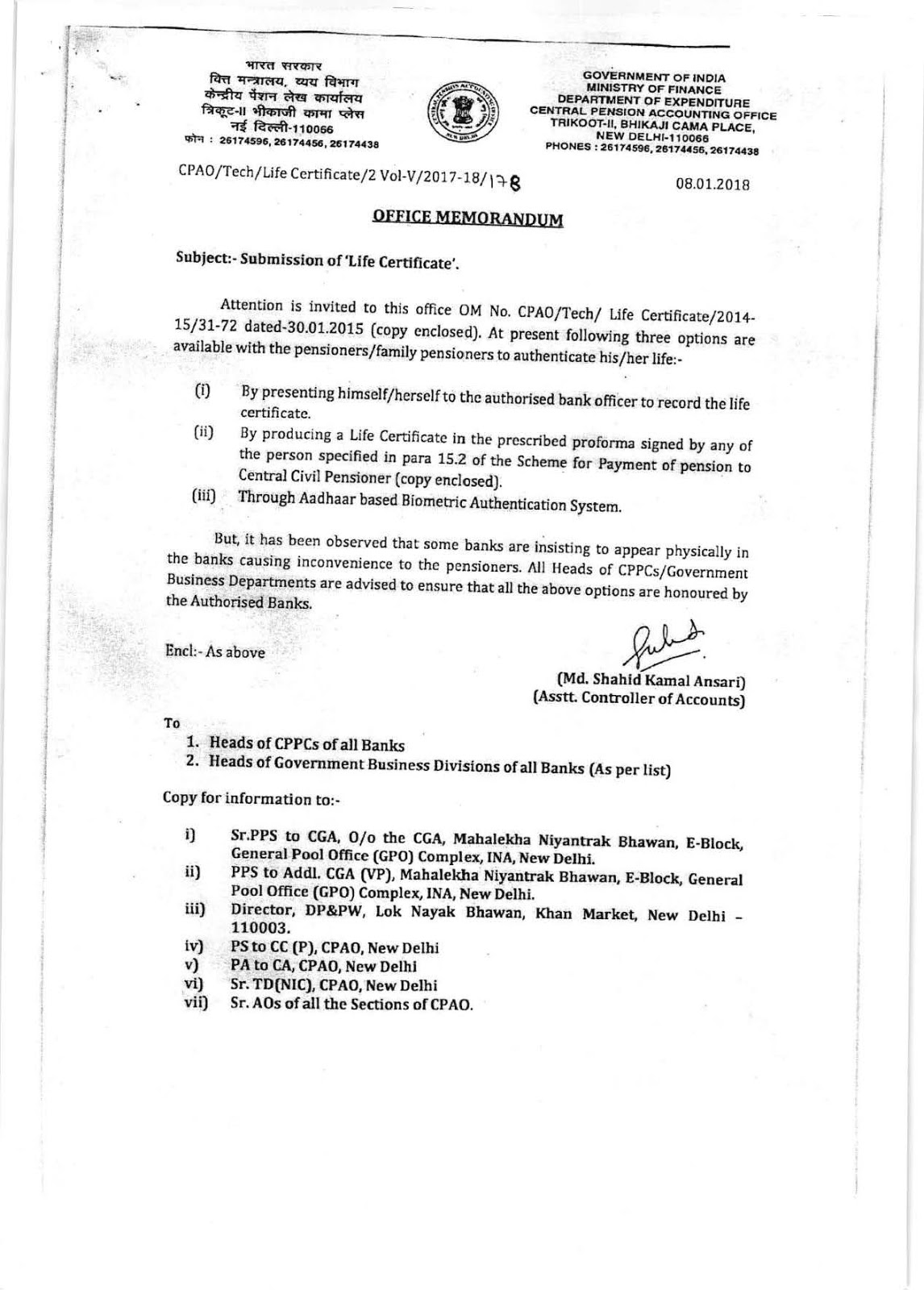 Guidelines for submission of Life Certificate by Pensioners/Family ...