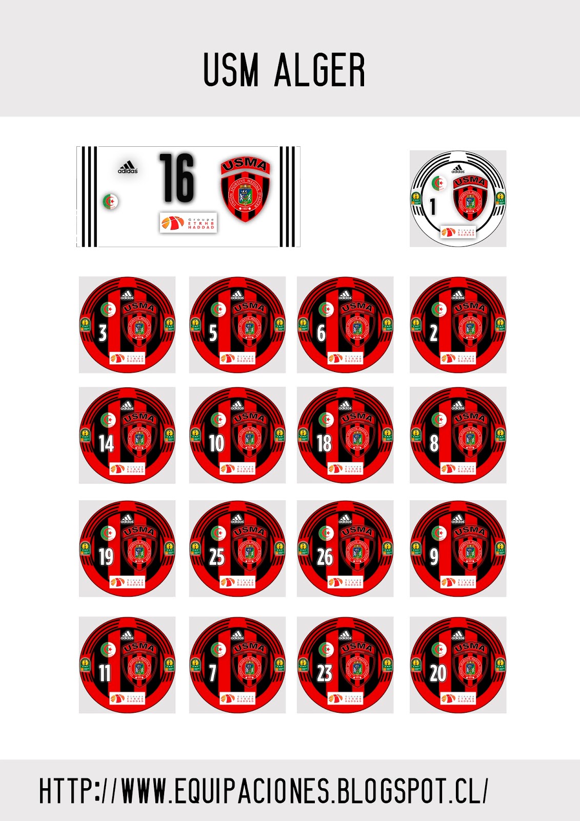 EQUIPACIONES FÚTBOL CHAPA Y ESCUDINHOS FUTEBOL BOTÃO: USM Alger