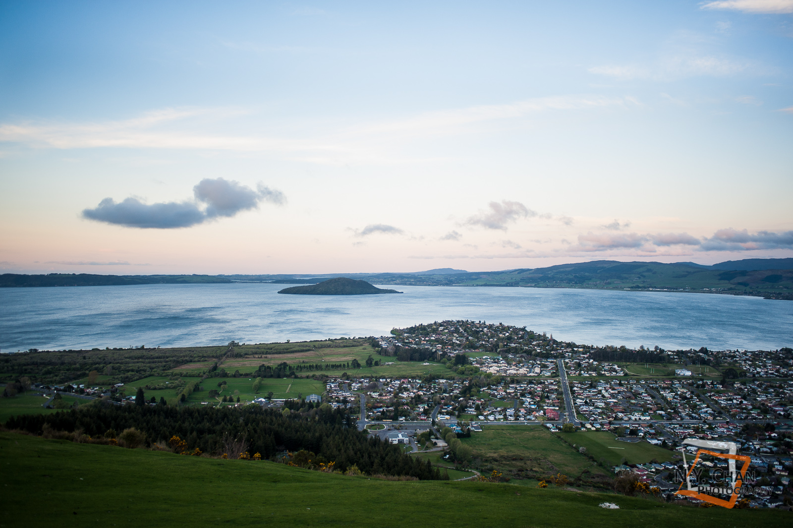 AI: Artificial Imagination: Rotorua City and Lake Rotorua Sunset