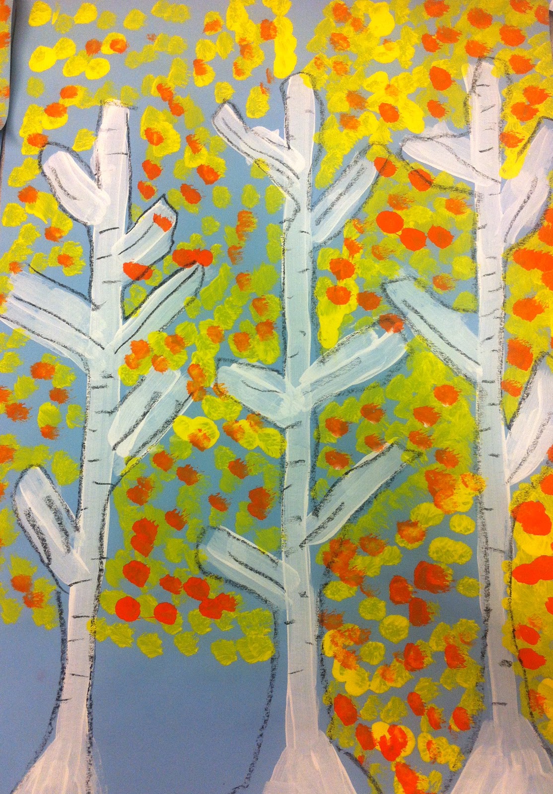 Expression of Imagination: Fall Birch Trees by 2nd Grade
