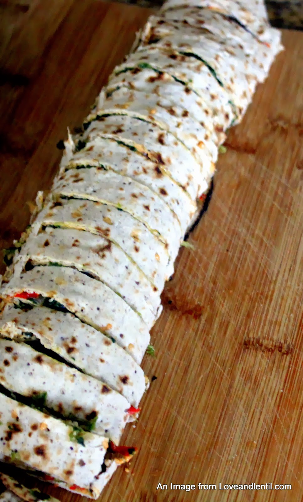 Love & Lentil: Onion Spinach Lavash Rolls