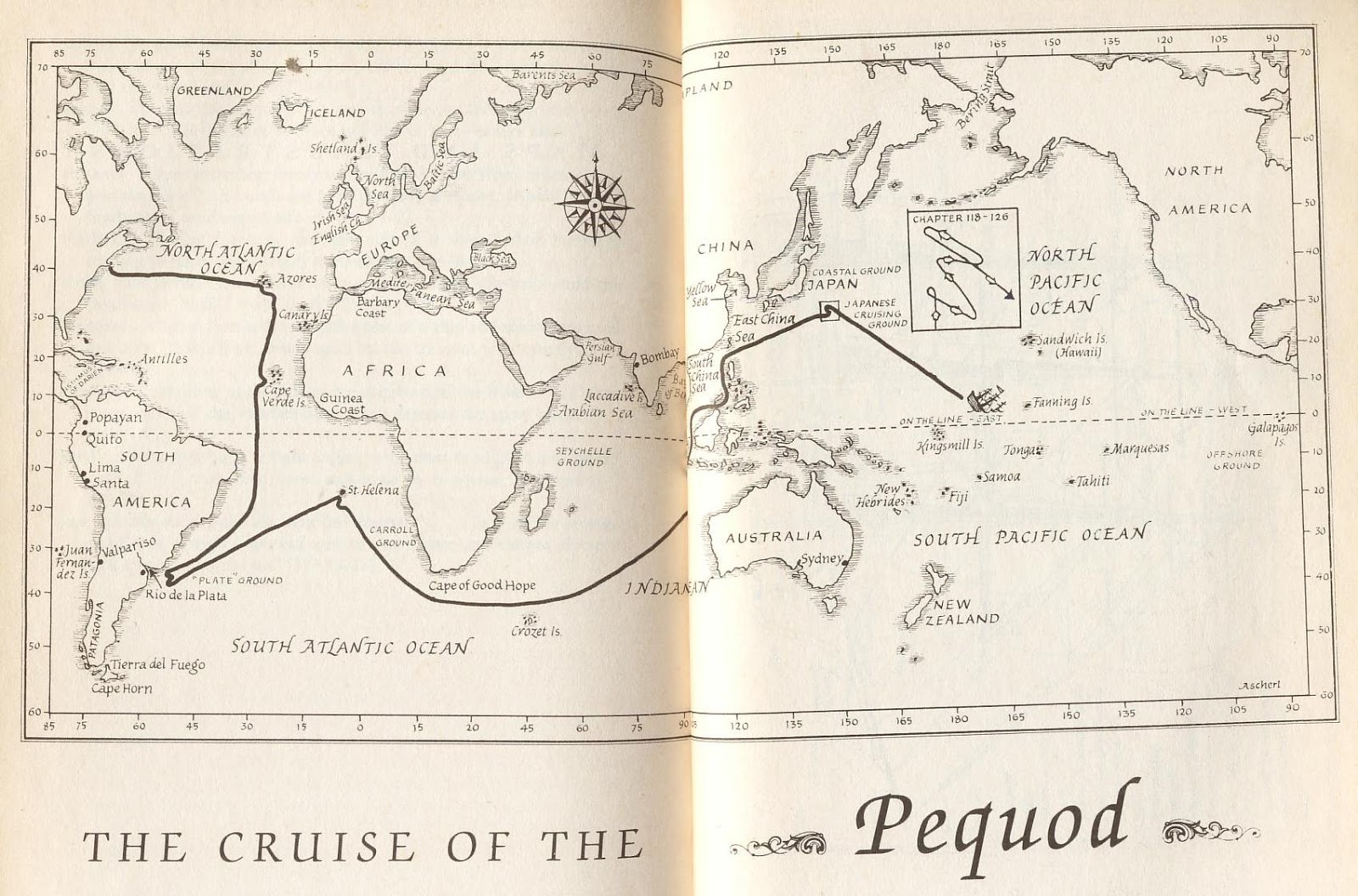 The Cruise of the Pequod map