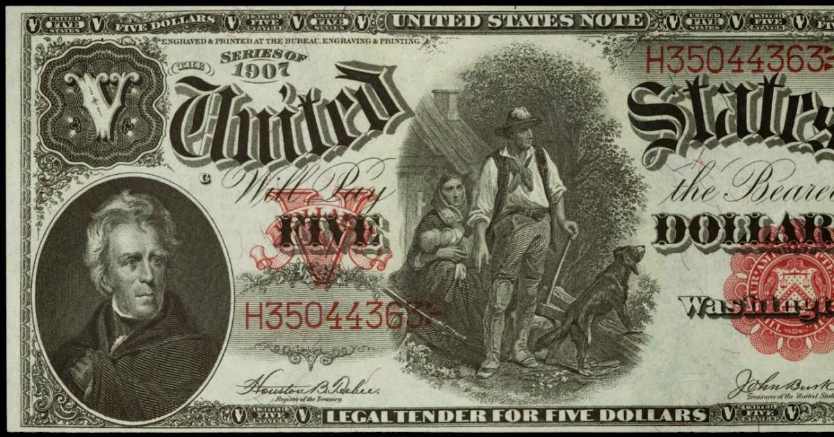 1907 Five Dollar Legal Tender Note Woodchopper|World Banknotes & Coins ...