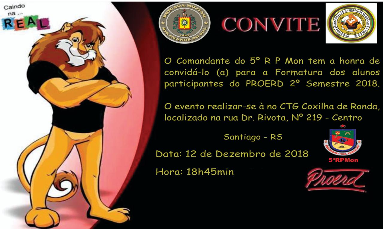 Convite para formatura do Proerd - NP Expresso