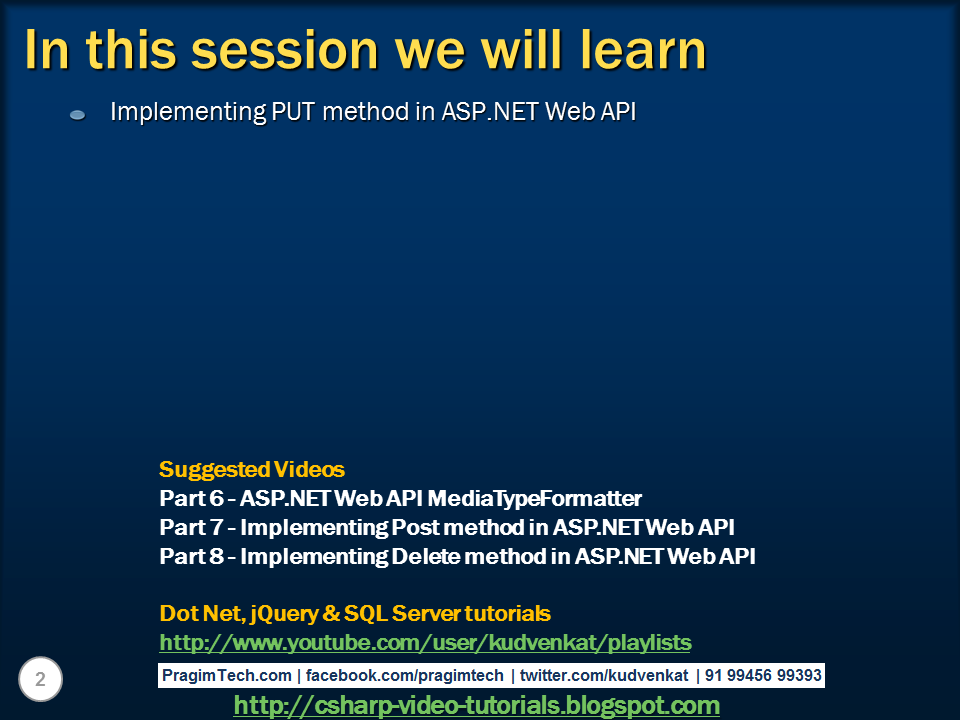 Sql Server Net And C Video Tutorial Implementing Put Method In Aspnet Web Api