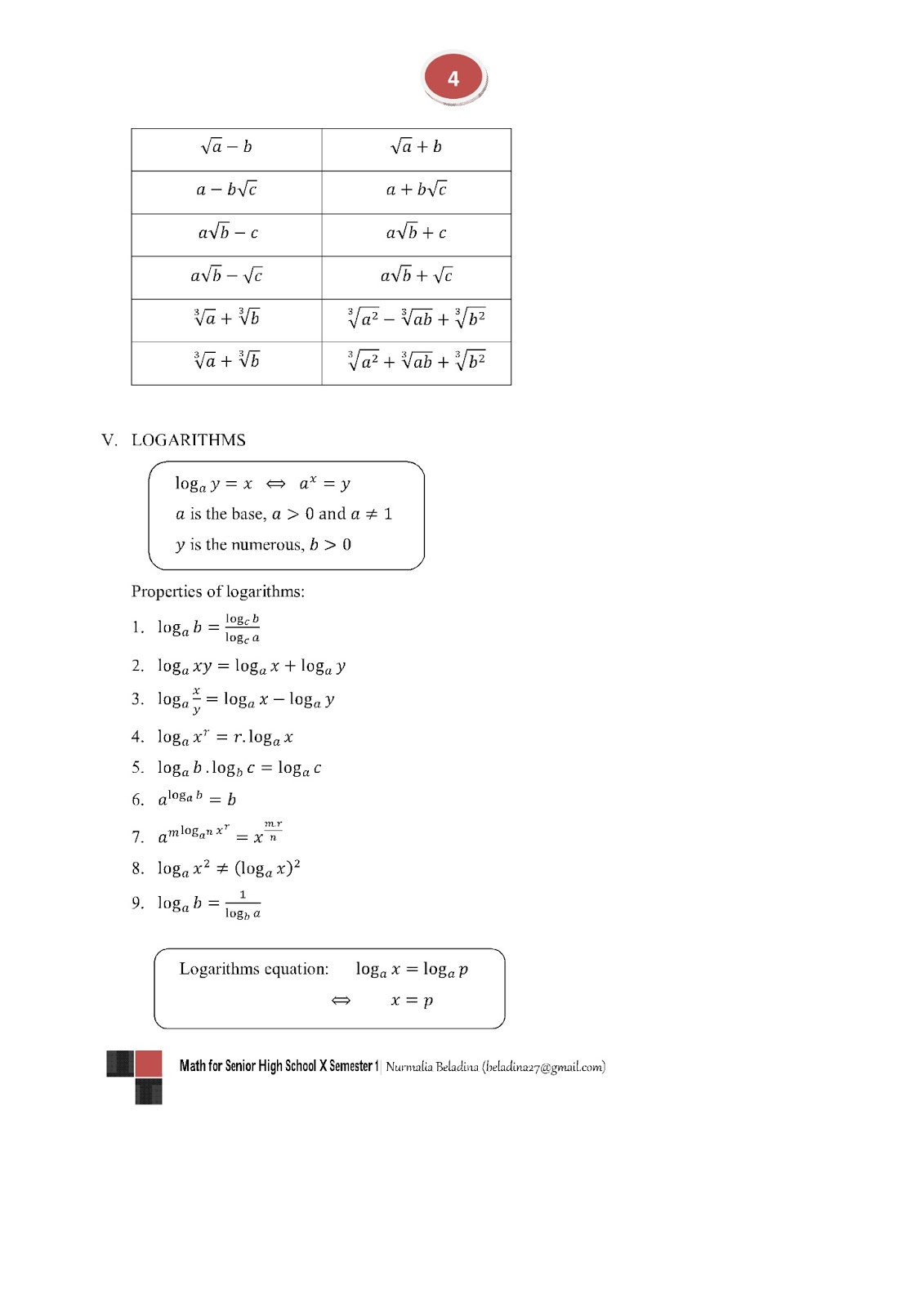 Beladina27 Exponents And Logarithms