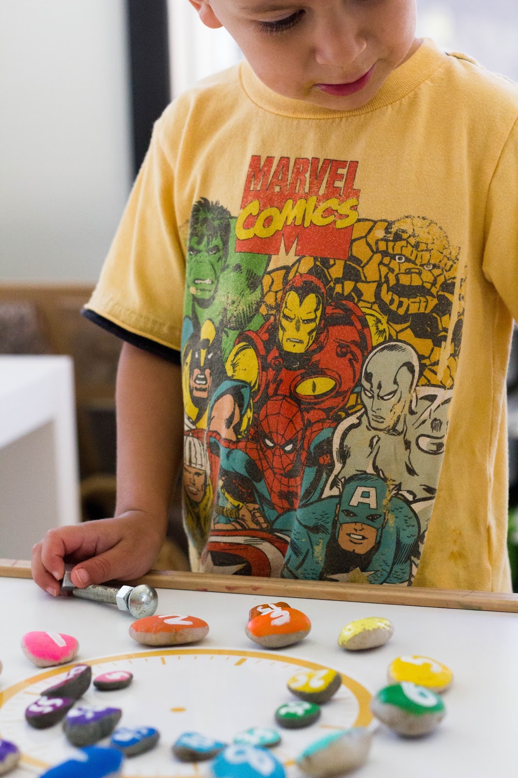 DIY Rainbow Rock Clock for Preschoolers