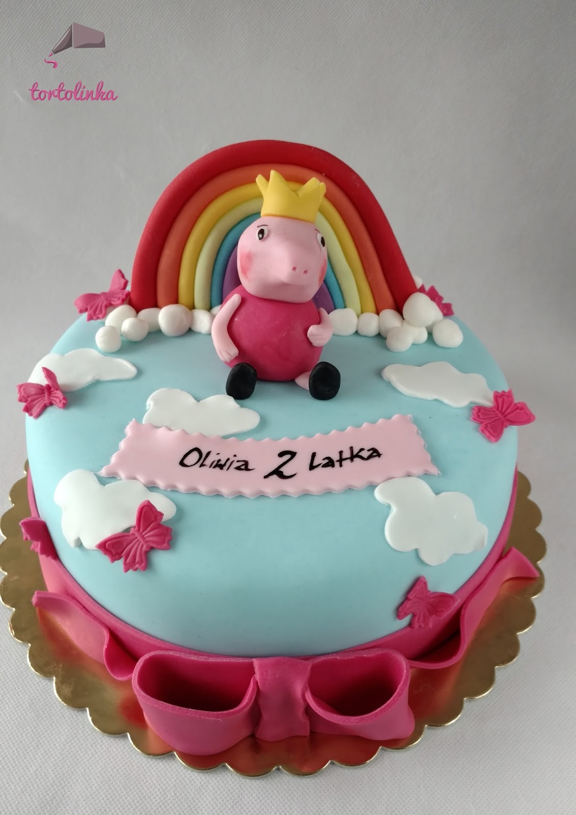 Tortolinka - torty artystyczne :): Tort świnka Peppa i tęcza