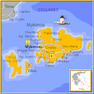 Mykonos Map Geographic City | Greece Map Provincial City