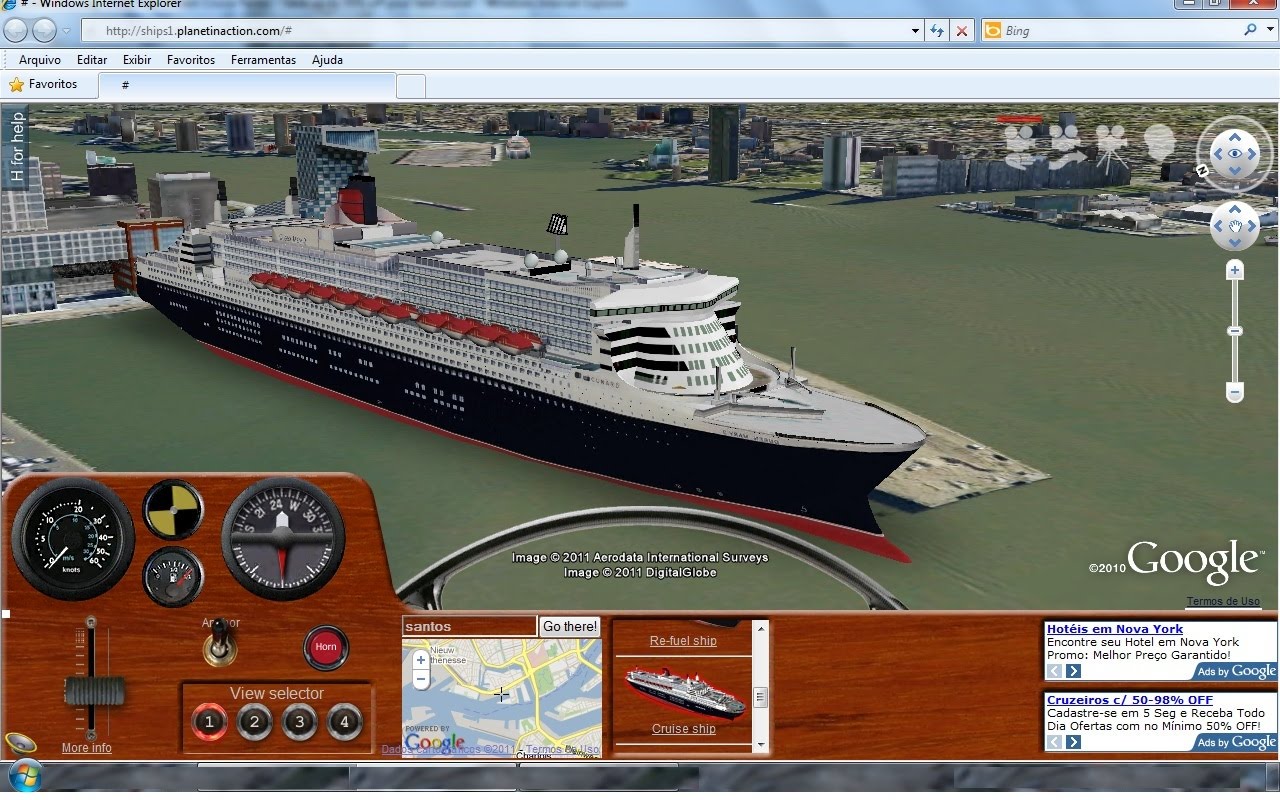 Navios em Santos: Simulador de navios utilizando o Google Earth.