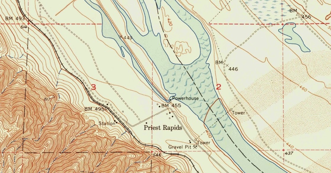 Big Bend Railroad History: 1948 Priest Rapids Topo Map